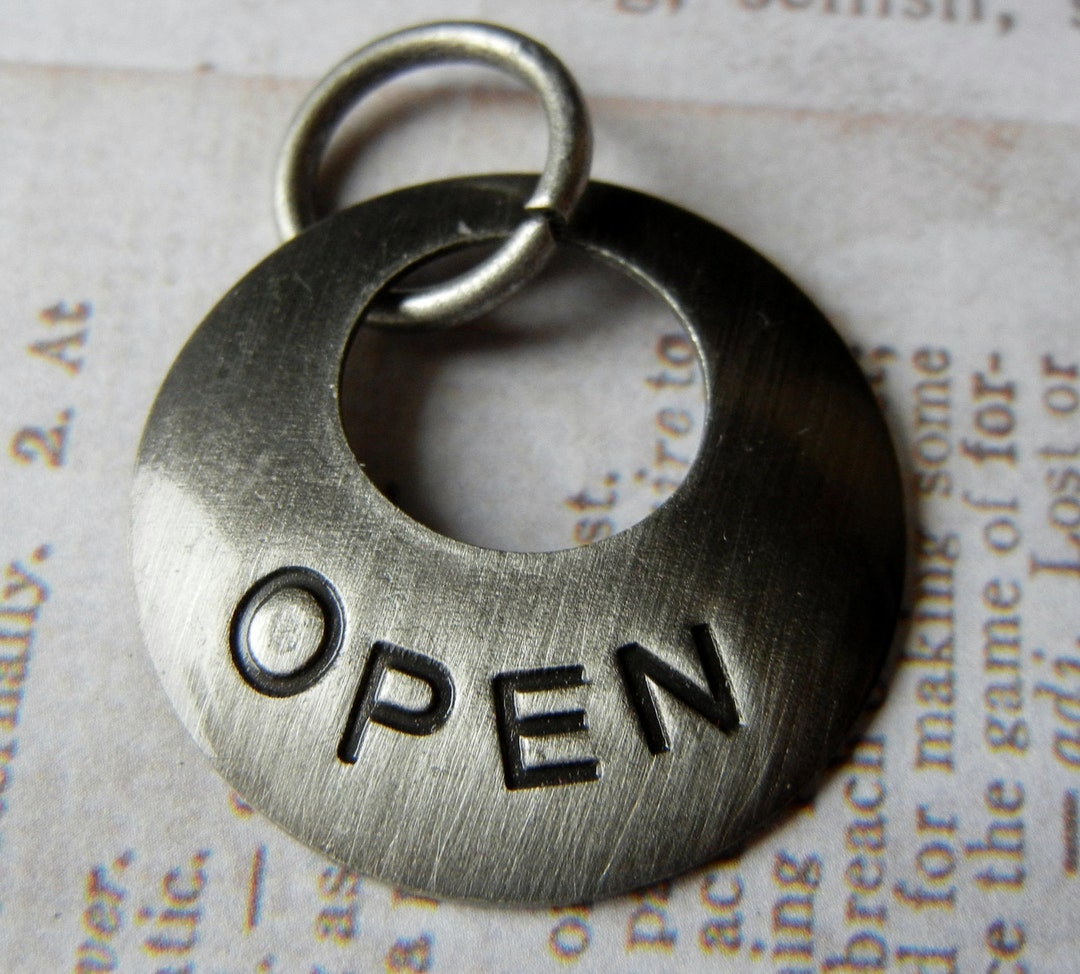 Open Industrial Inspired Tag Charm Pendant - Etsy