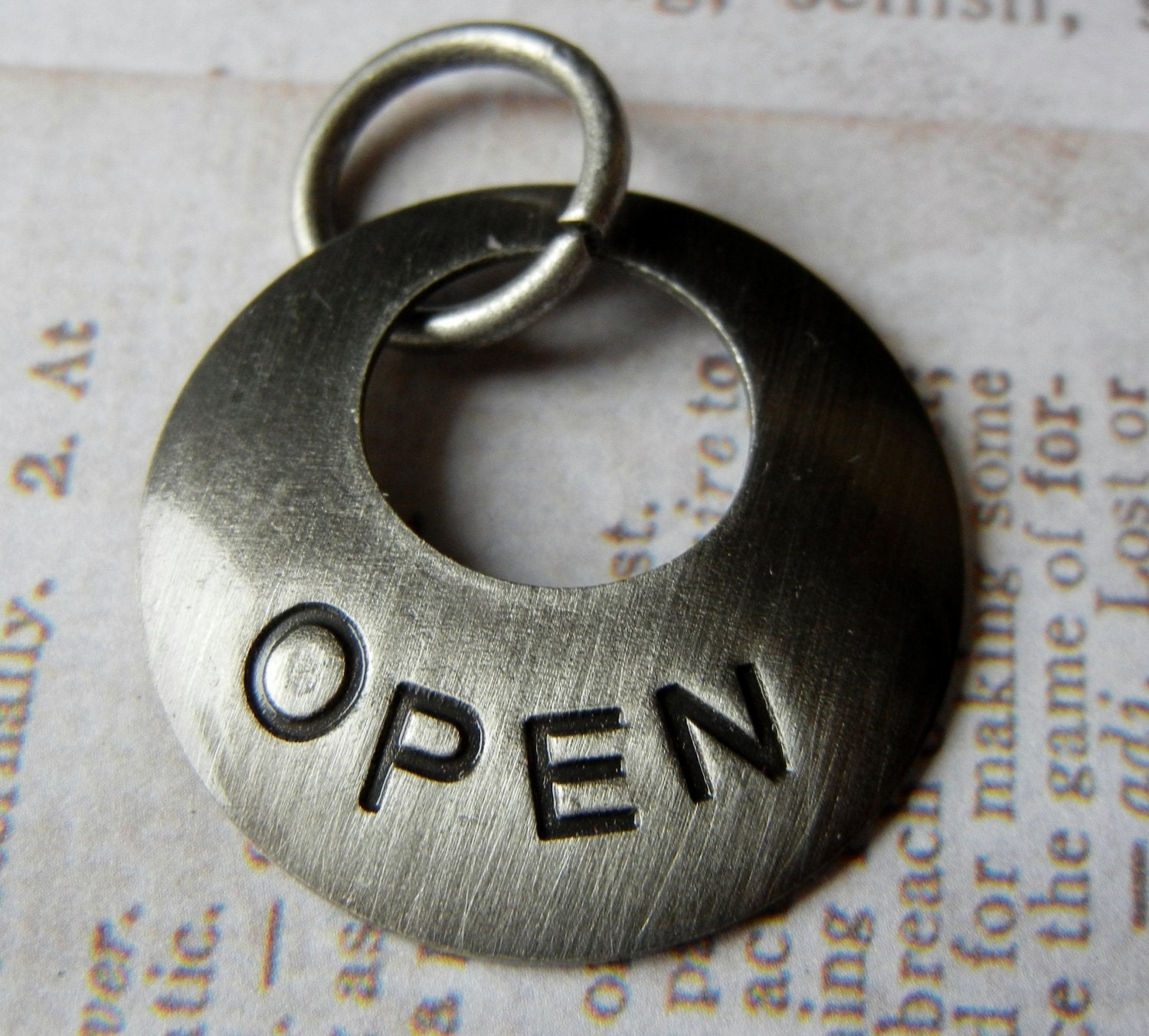 Open Industrial Inspired Tag Charm Pendant - Etsy