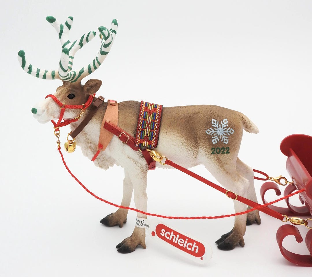 Handmade Christmas Harness for Schleich-size Reindeer – 2 Variations ...