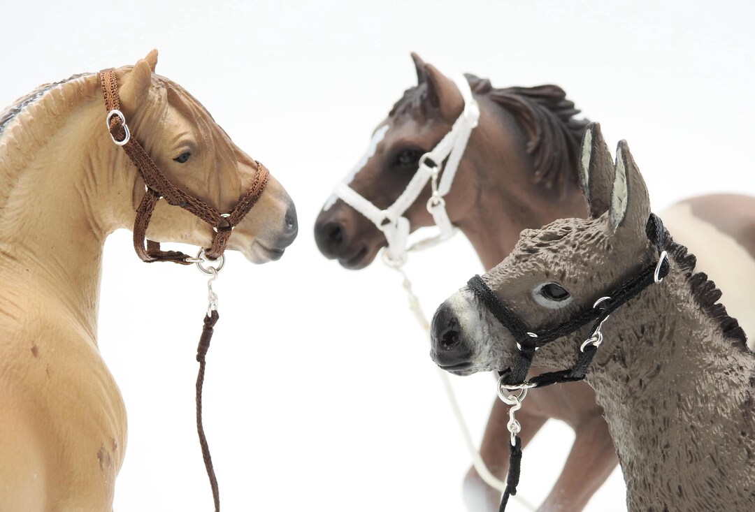 Set of 3 Ribbon Halters With Lead Ropes for Schleich, Collecta, Safari ...