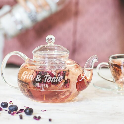 Personalised Glass Teapot and Teacup Set Personalized Gin & - Etsy