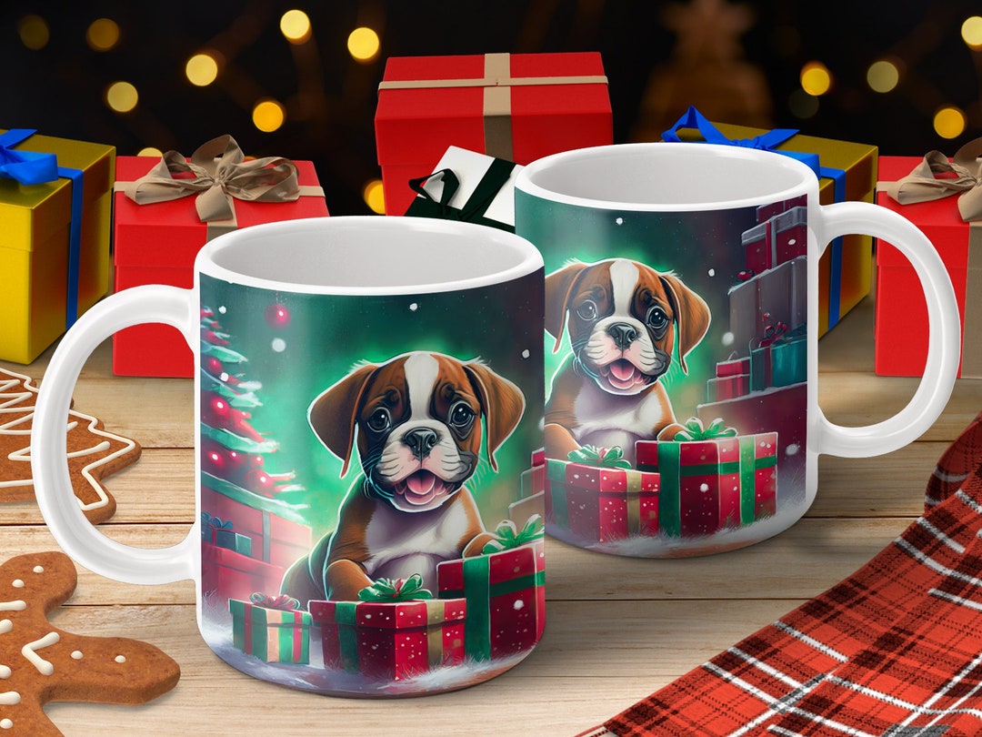 Christmas Boxer Dog Mug 11oz Ideal Dog Xmas Stocking Gift, Cute Boxer ...