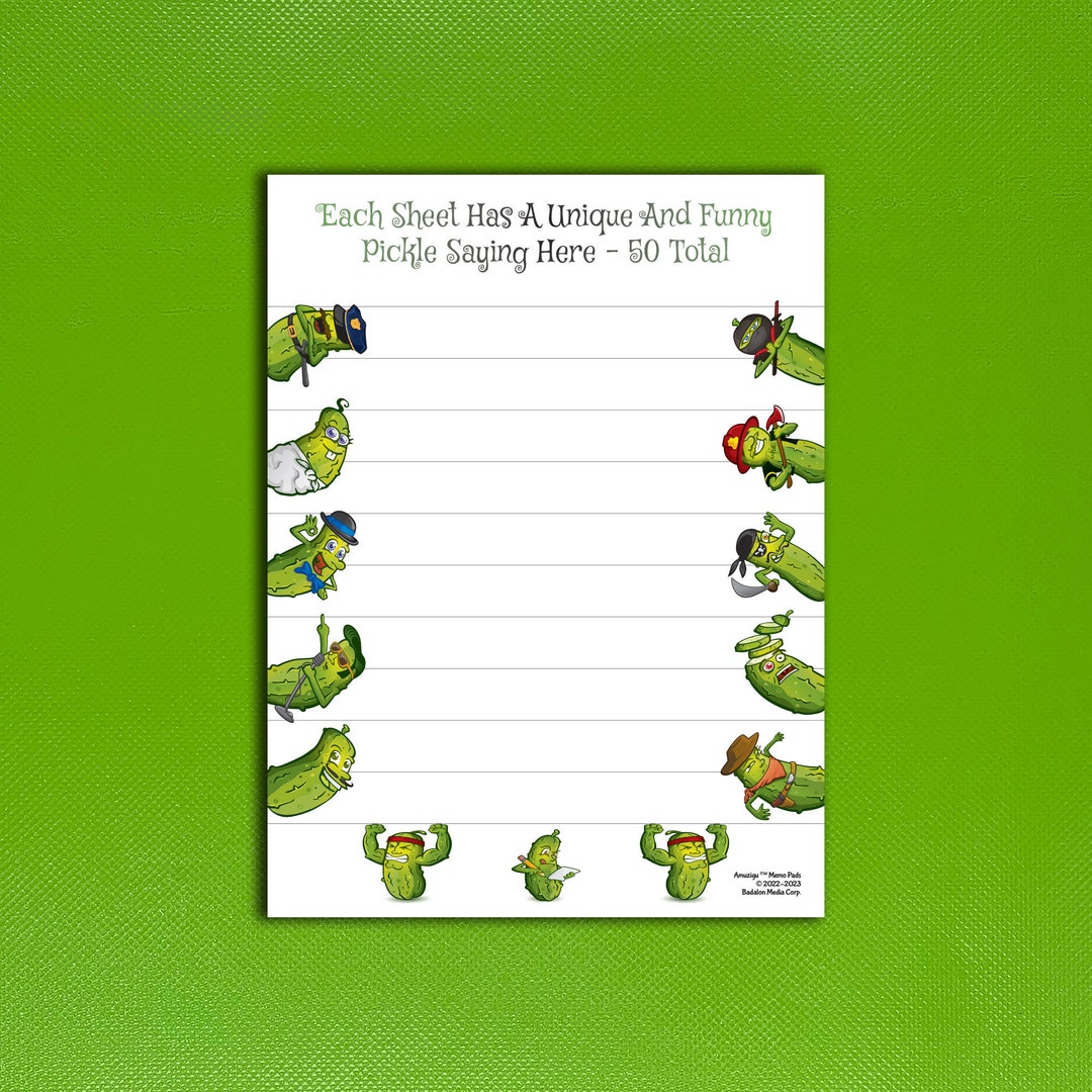 Funny Notepads Pickle Memo Pads Original Pickle Characters 50 Sheets ...