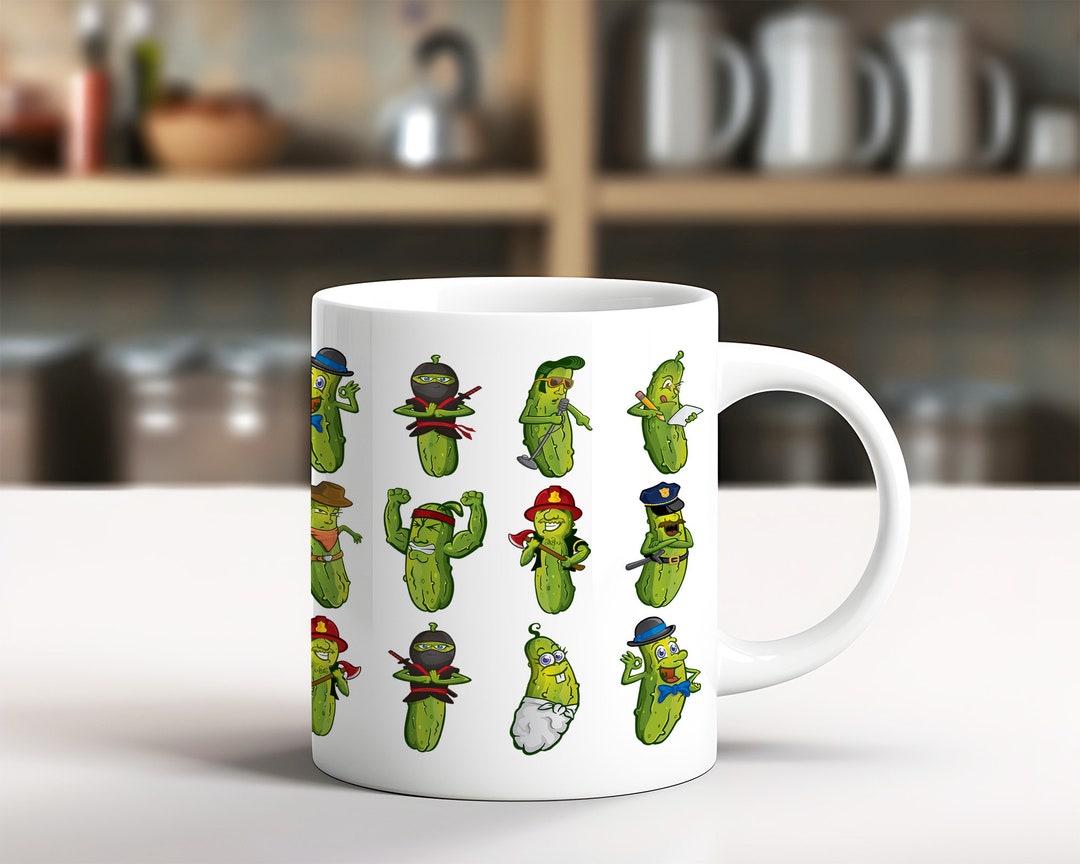 Pickle Cartoons Coffee Mug: Funny Pickles Design - Perfect for Pickle ...