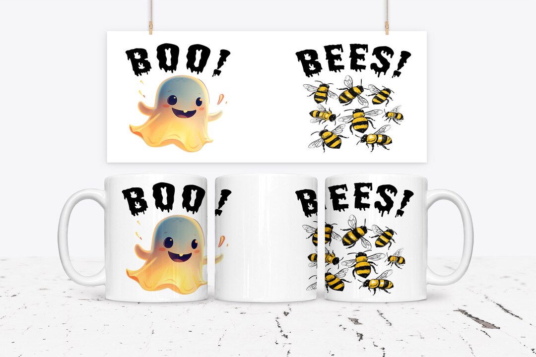 Boobies Joke Mug 'boo Bees' Cute Ghost & Bees, 11oz White Ceramic ...