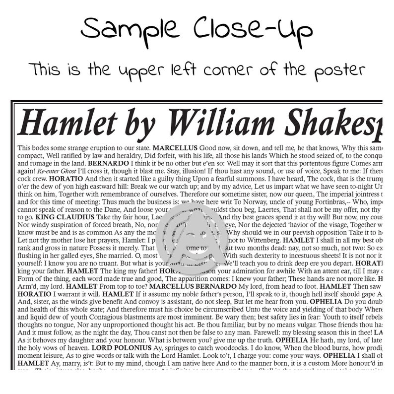 Hamlet Literary Poster 2 Book Lover Gift / Classic Quote / Full Text of ...