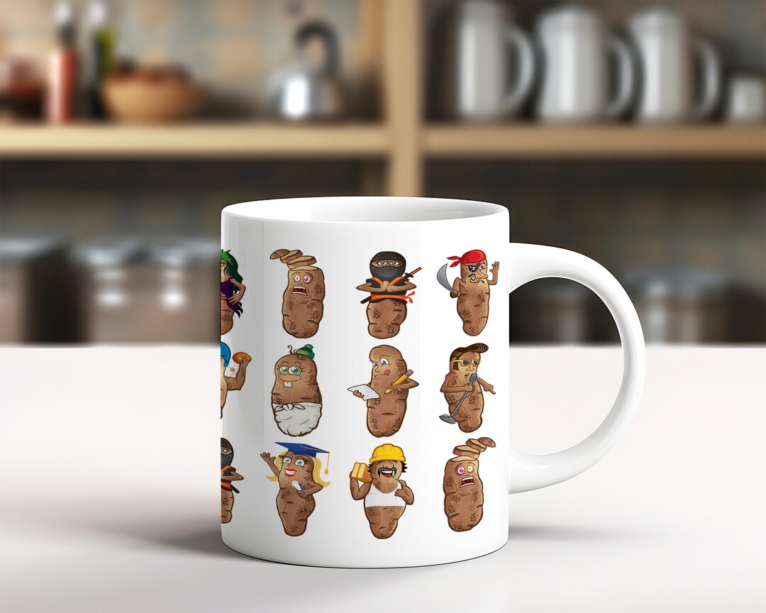 Cute Potatoes Coffee Mug: Whimsical Potato Art - Wraparound Design ...