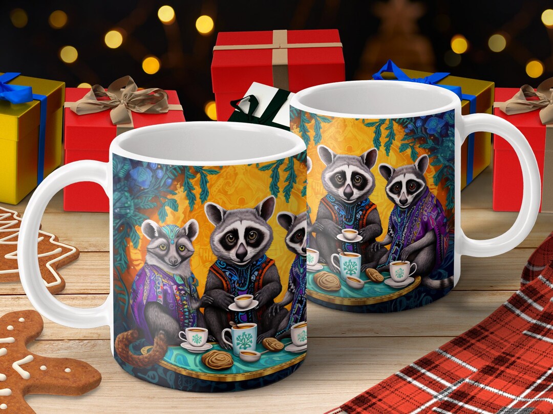 Cute Lemur Mug Whimsical 11oz Animal Coffee Mugs Perfect Unique Gift ...