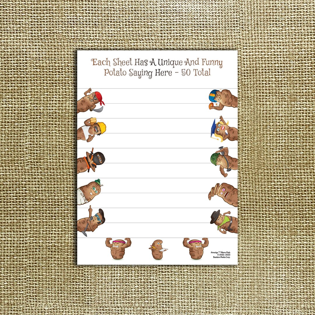 Potato Memo Pads Funny Notepads Original Potato Characters 50 Sheets ...
