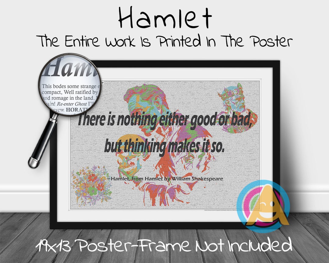 Hamlet Literary Poster 2 Book Lover Gift / Classic Quote / Full Text of ...