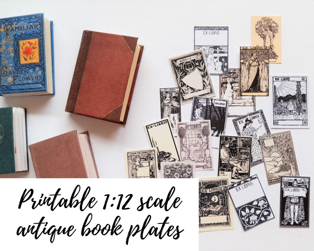 Antique Book Plates 1/12th Scale Dollhouse Printables - Etsy