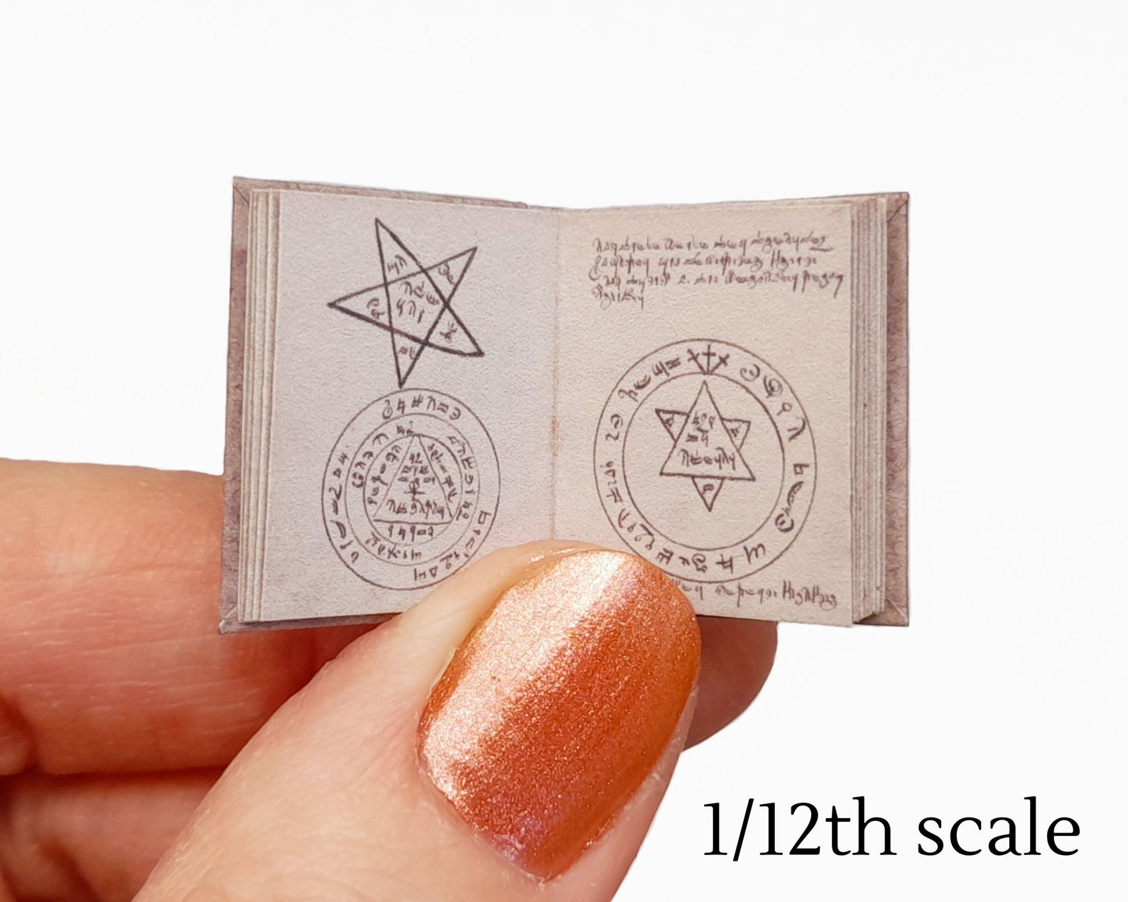 Mini Magical Manuscript Grimoire, Dollhouse Scale Book of Magic, 1/6th ...