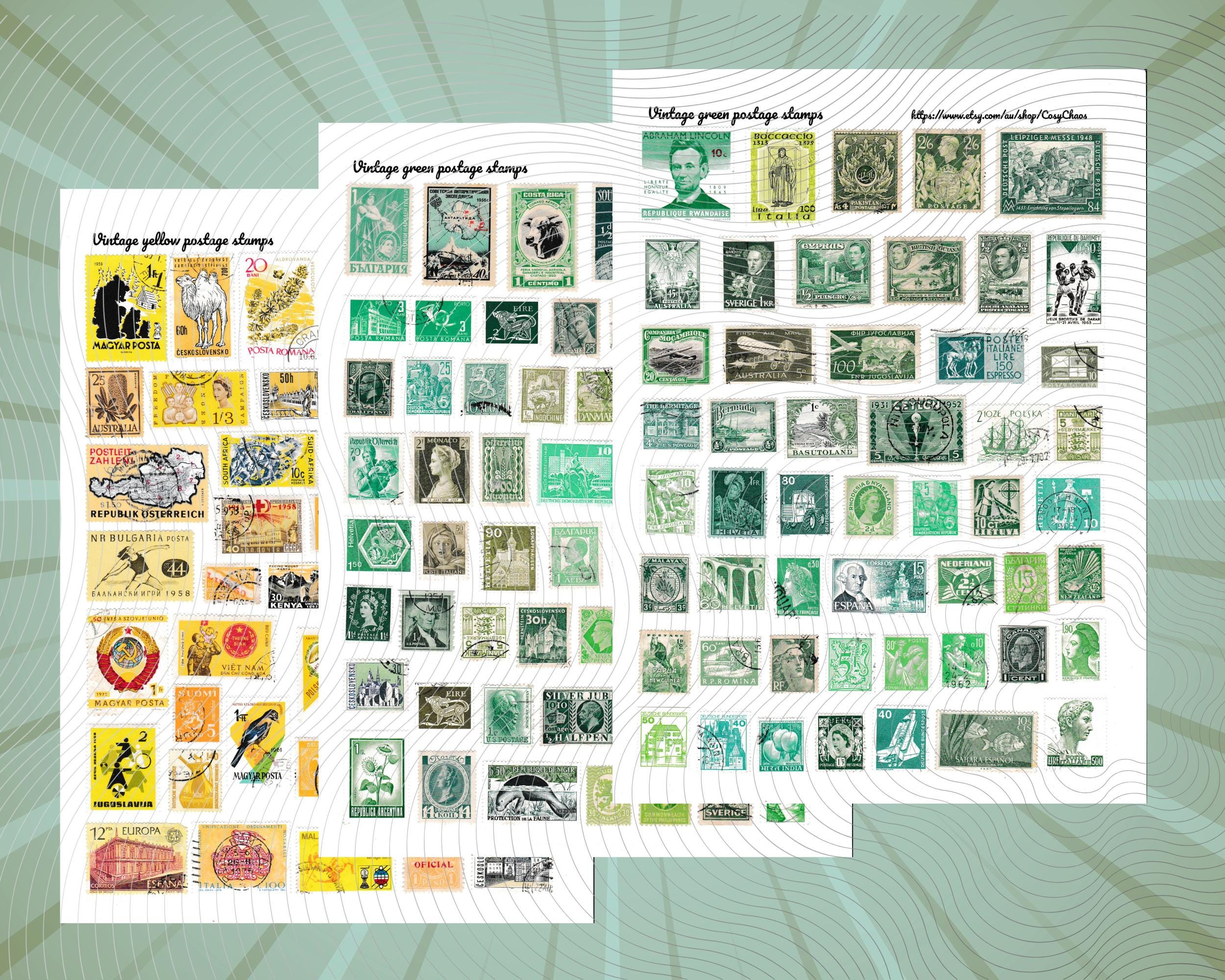Printable Vintage Postage Stamps, Instant Download Jpg Bundle for ...