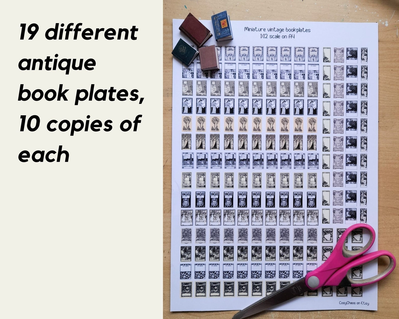 Antique Book Plates 1/12th Scale Dollhouse Printables | Etsy