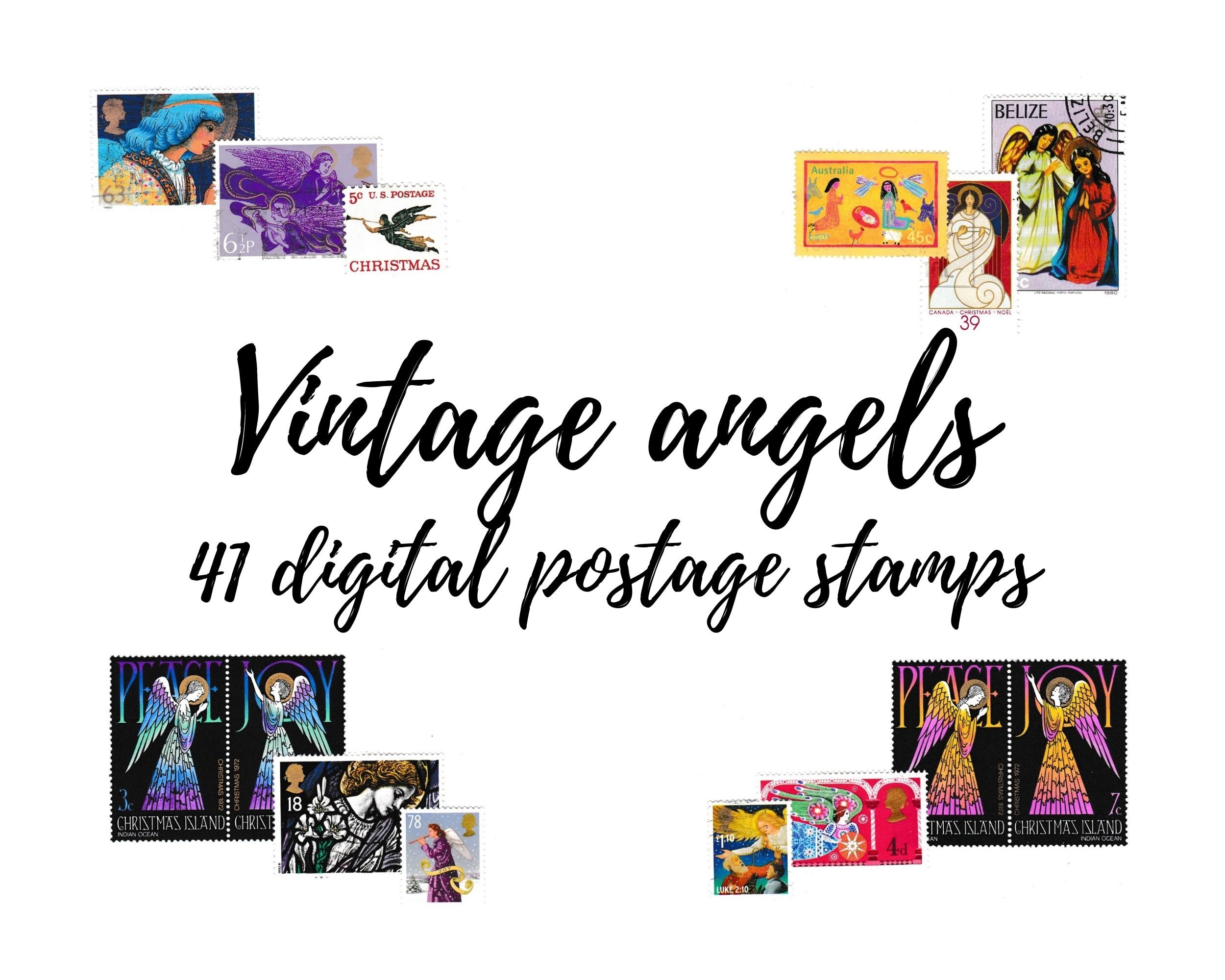 Printable Vintage Angel Postage Stamps Instant Download for | Etsy