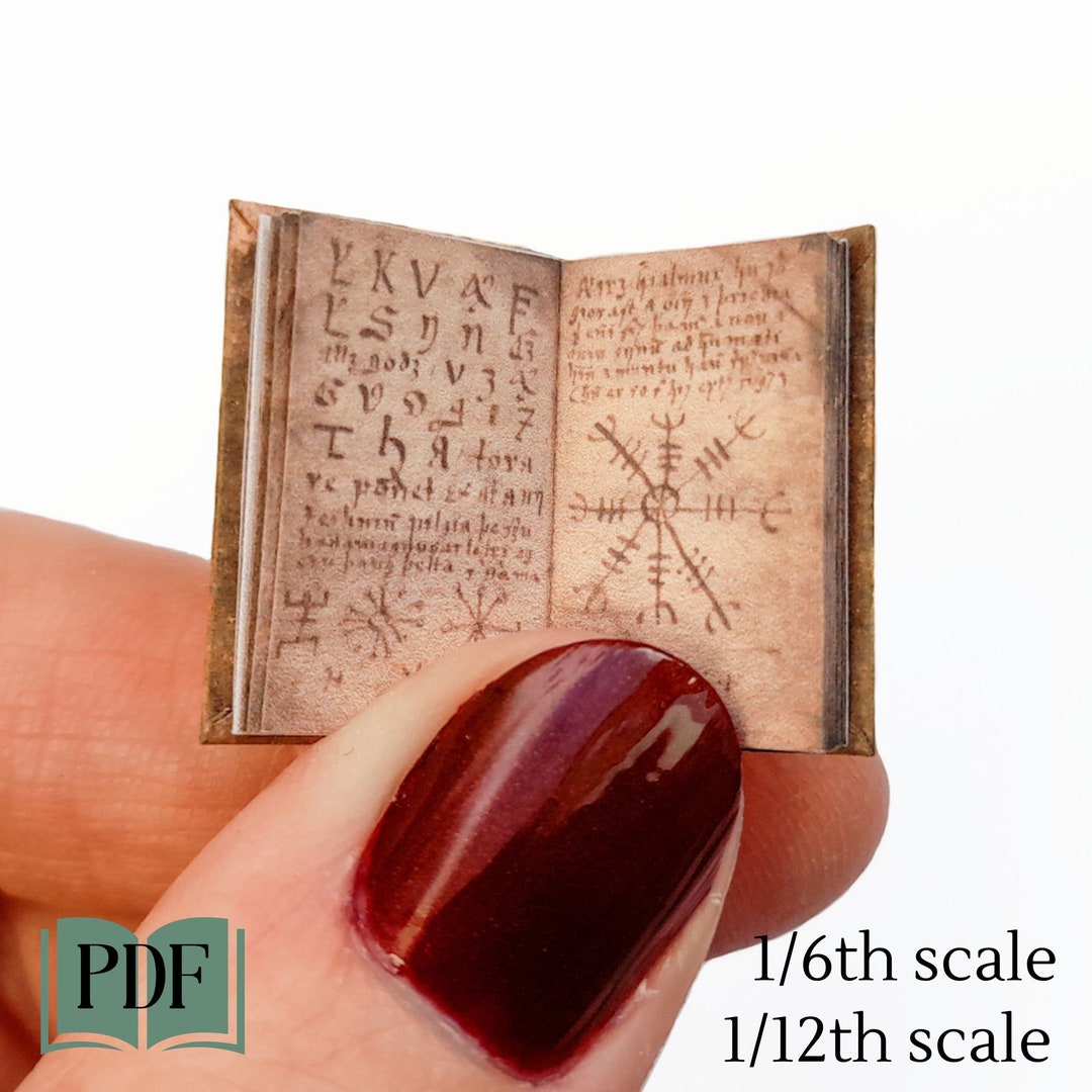 Viking Grimoire, Reproduction Magic Spell Book, Openable, 1/6th 1/12th ...