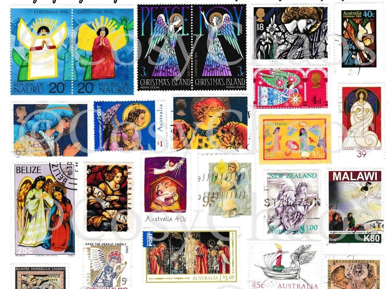 Printable Vintage Angel Postage Stamps Instant Download for | Etsy