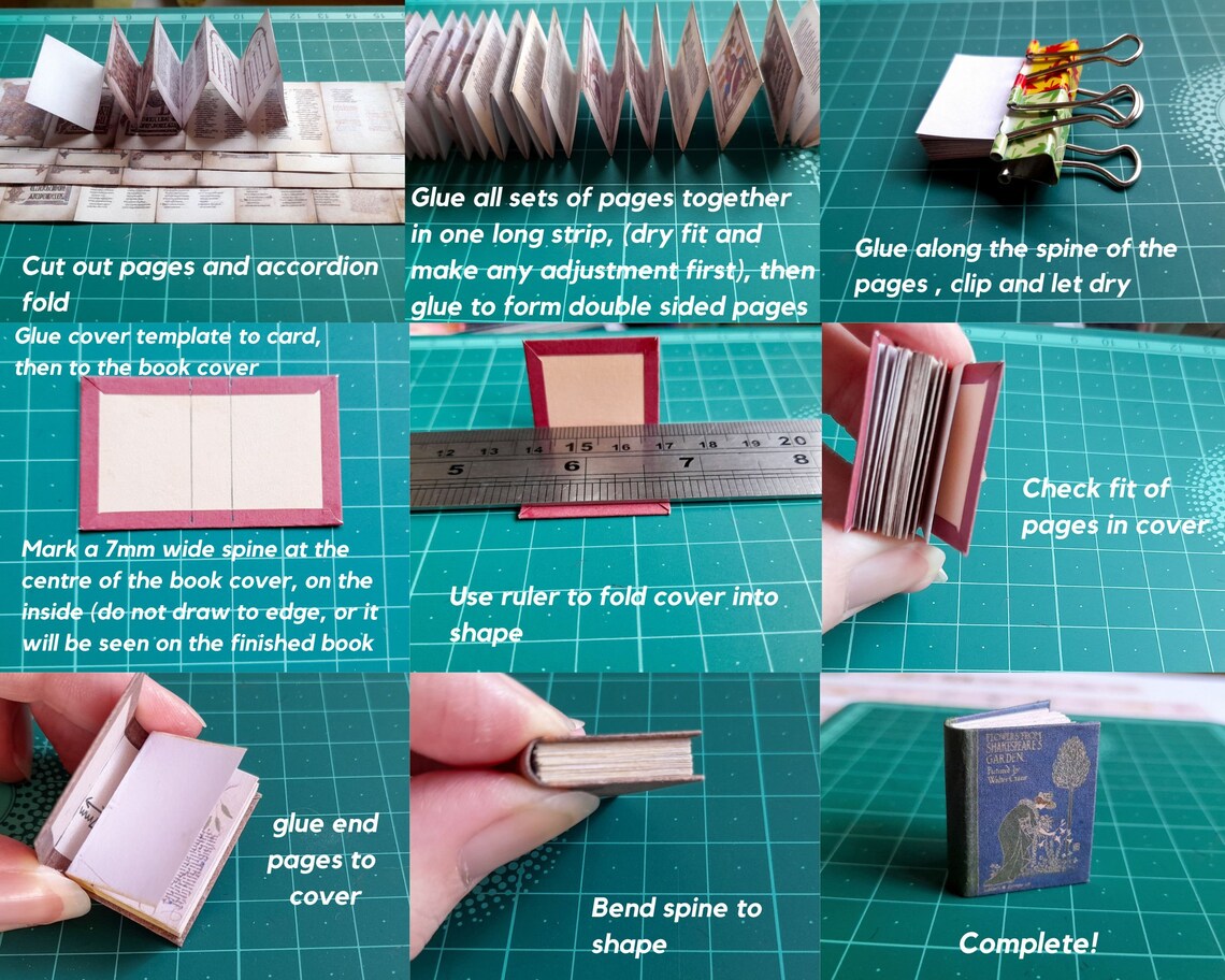 Printable 1/12th Miniature Book, DIY Dollhouse Scale, Illustrated ...