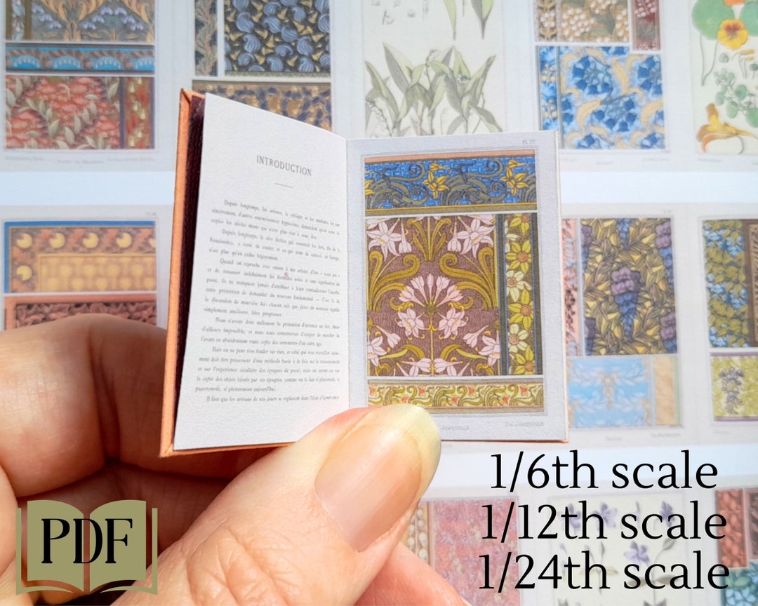 Mini Vintage French Art Nouveau Design Book, 1/6th 1/12th 1/24th Scale ...
