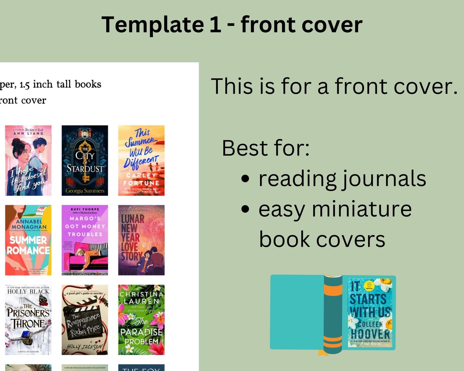 Mini Book Cover Templates, Mini Books for Book Jars, Reading Journals ...