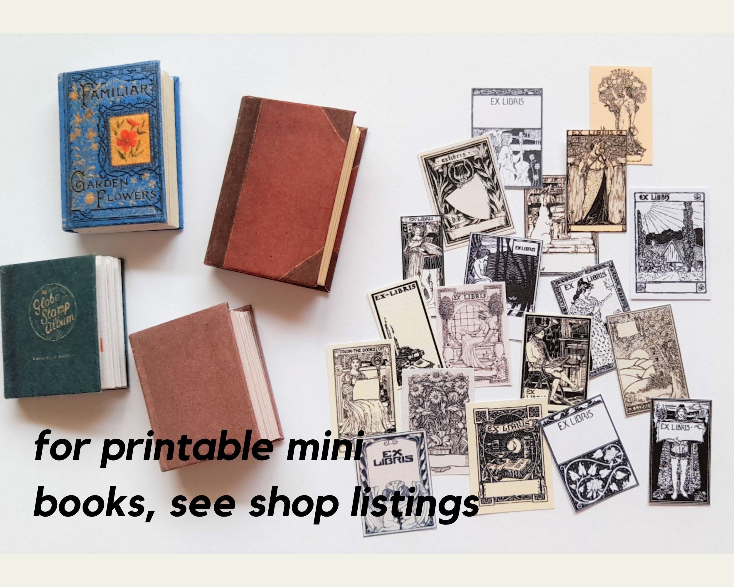 Antique Book Plates, 1/12th Scale Dollhouse Printables, Miniature ...