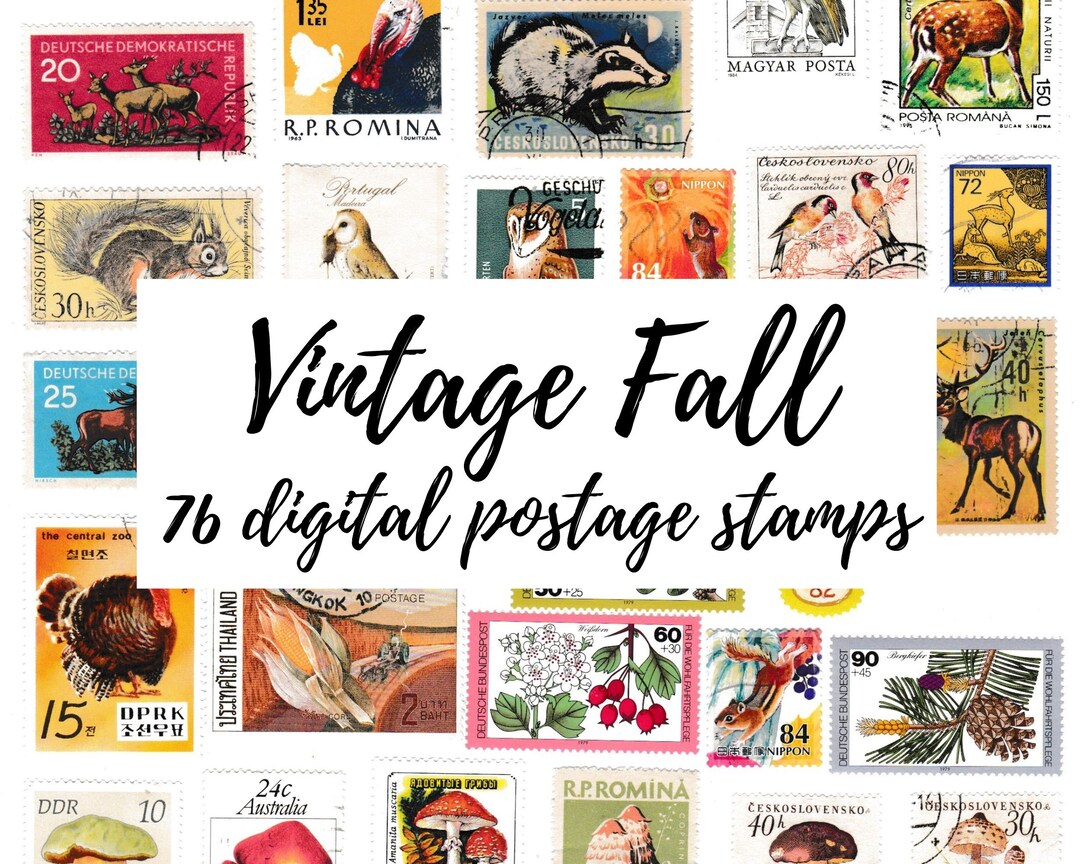 Printable Vintage Fall Postage Stamps Instant Download for - Etsy