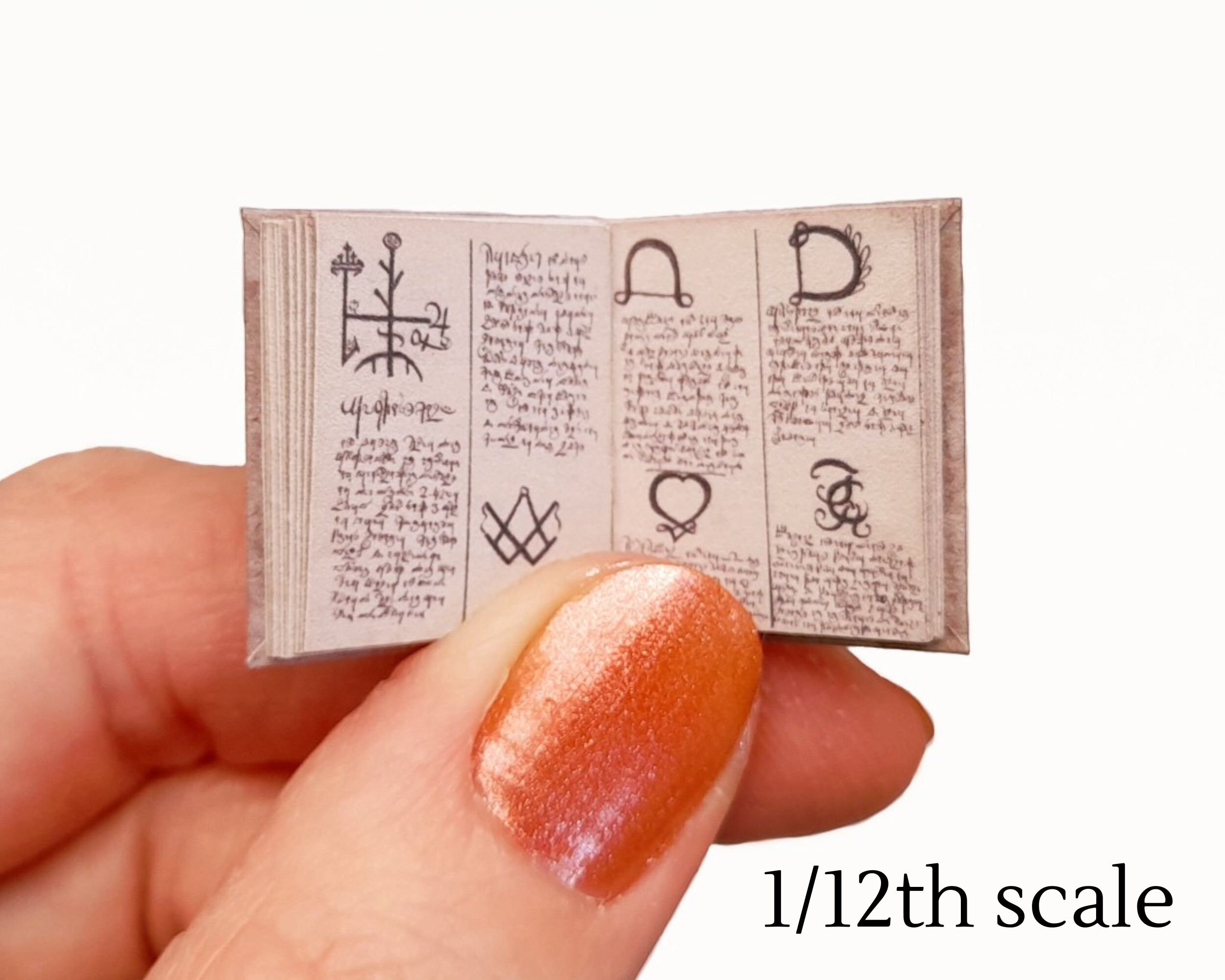 Mini Magical Manuscript Grimoire, Dollhouse Scale Book of Magic, 1/6th ...