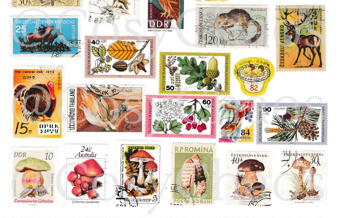 Printable Vintage Fall Postage Stamps Instant Download for - Etsy