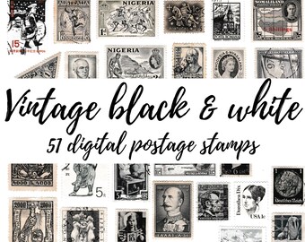 Black and White Vintage Stamps - Etsy