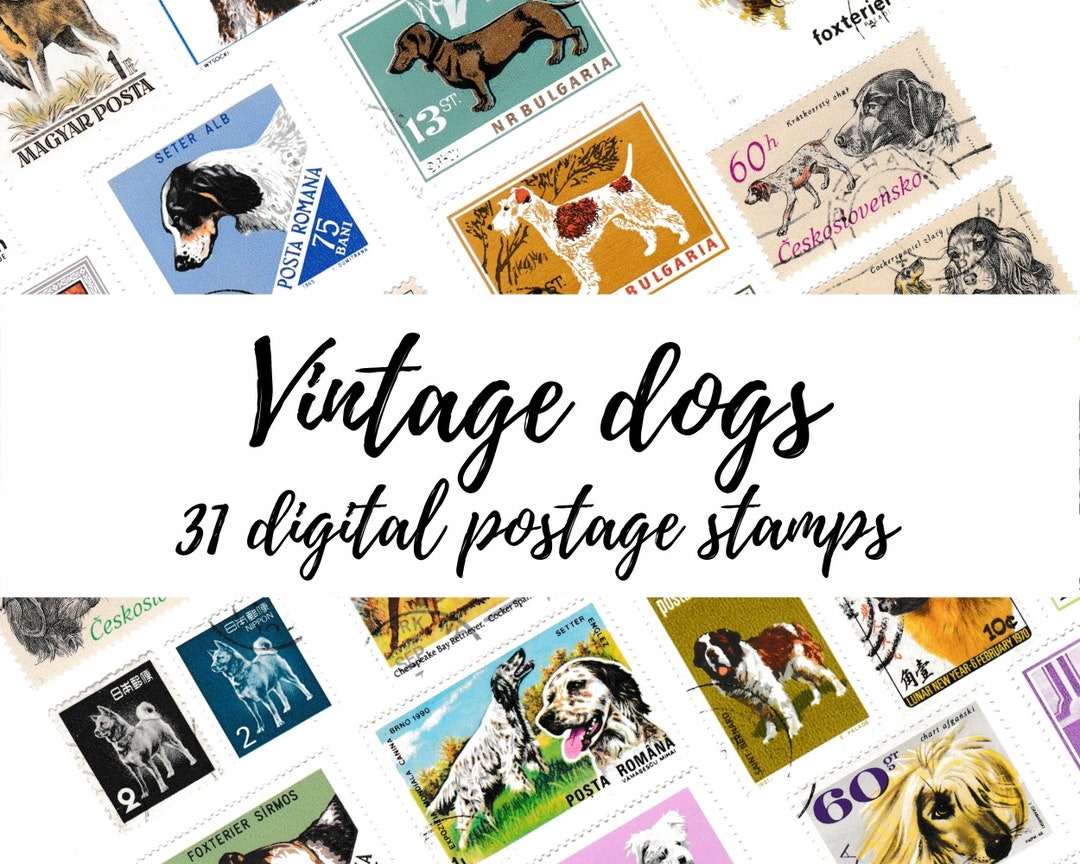 Printable Vintage Dogs Postage Stamps Instant Download for Junk ...