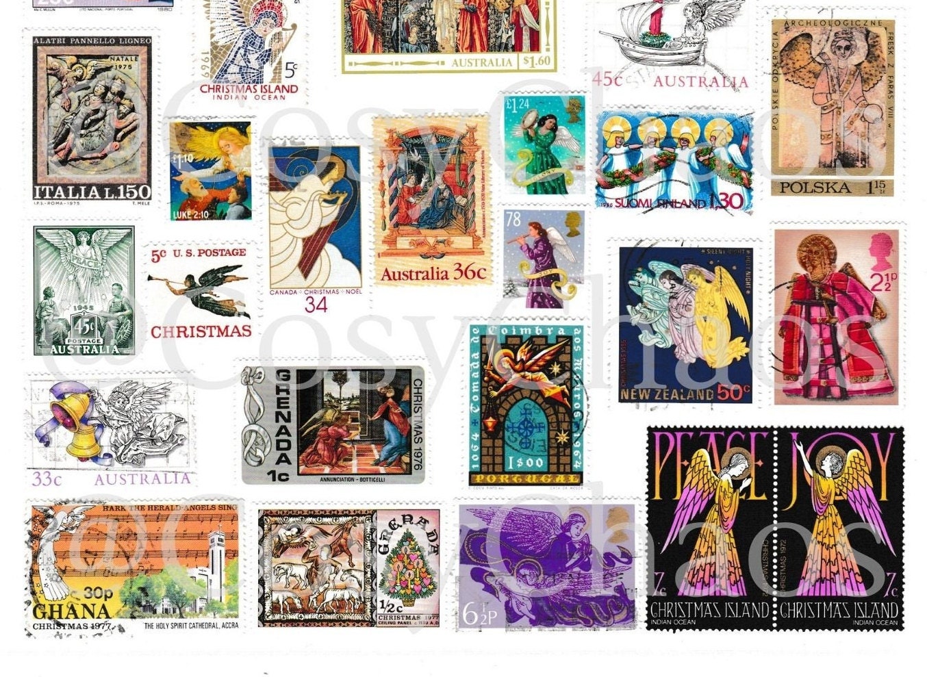Printable Vintage Angel Postage Stamps Instant Download for | Etsy
