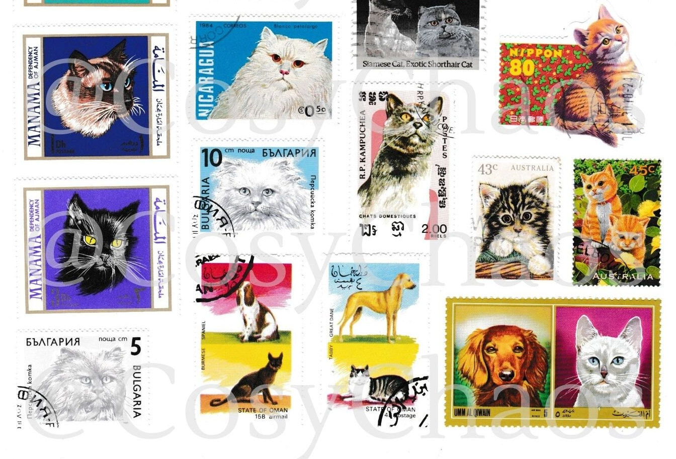 Printable Vintage Cats Postage Stamps Instant Download for - Etsy