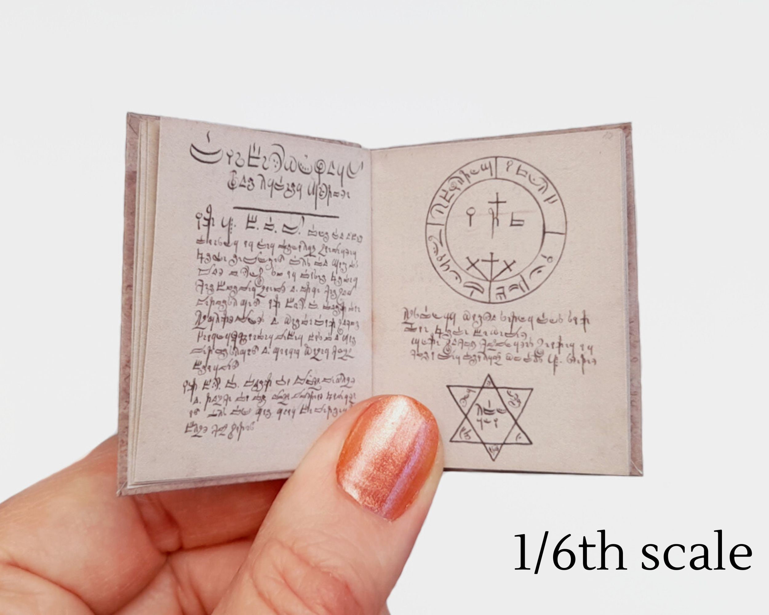 Mini Magical Manuscript Grimoire, Dollhouse Scale Book of Magic, 1/6th ...