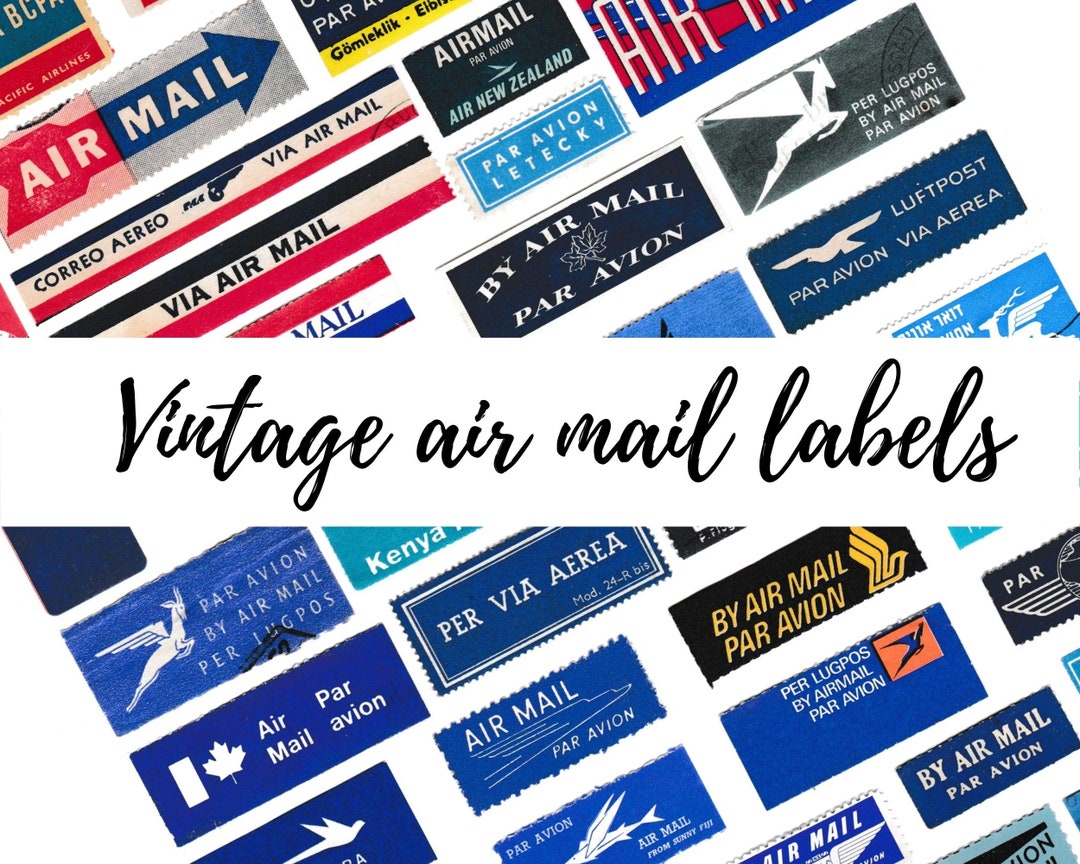 Vintage Airmail Labels, Digital Download, Worldwide Stickers. - Etsy