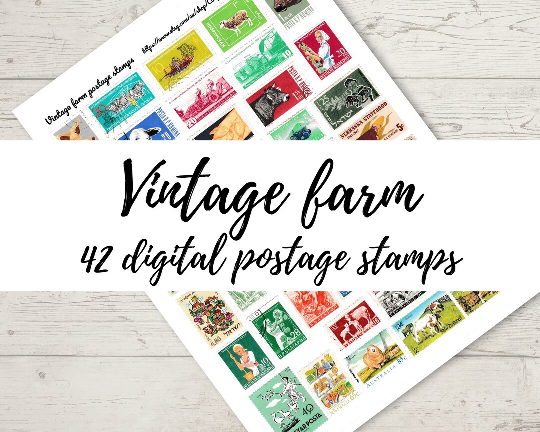 Printable Vintage Farm Images Postage Stamps Instant - Etsy Australia