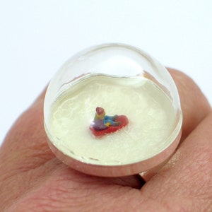 Snow Ring, Skier Ring. Resin Ring. Resin Jewelry. Modern Jewelry ...