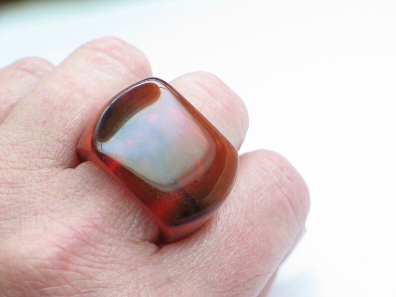 Resin Ring. Signet Ring. Resin Jewelry. Red Ring. Modern - Etsy