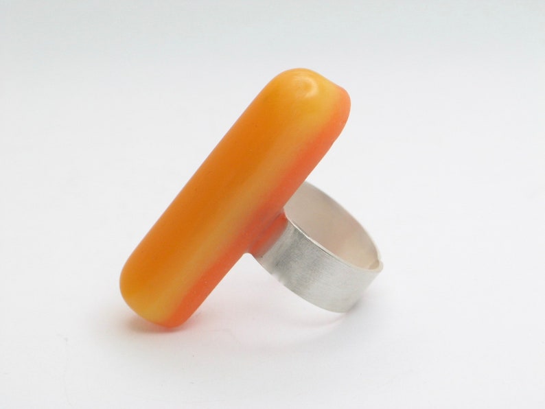Resin Ring Rothko Inspired. Blue Red and Yellow and Silver - Etsy