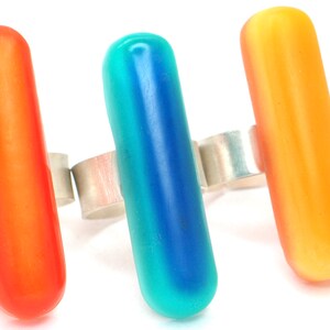 Resin Ring Rothko Inspired. Blue, Red and Yellow and Silver Ring. Ombre ...