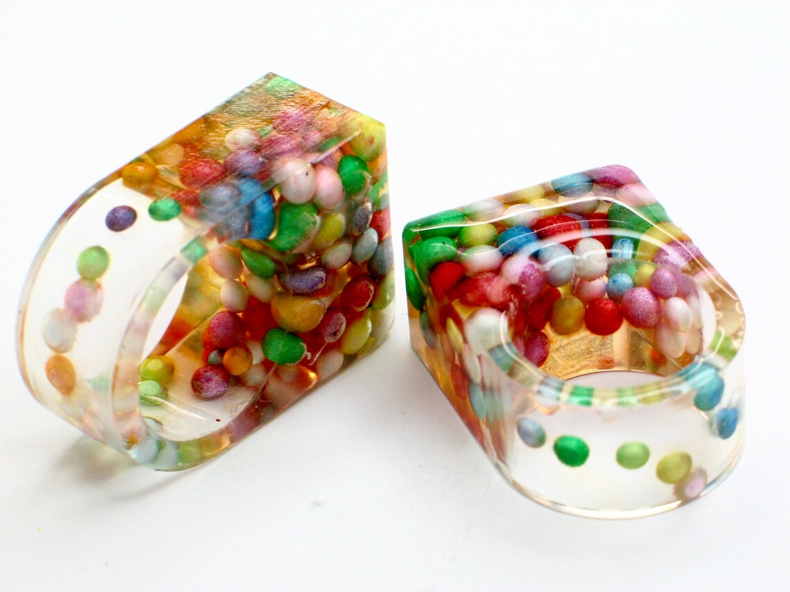 Resin Ring Resin Jewelry Confetti Ring Rainbow Ring. Modern - Etsy