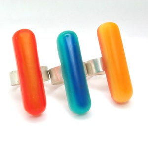 Resin Ring Rothko Inspired. Blue, Red and Yellow and Silver Ring. Ombre ...