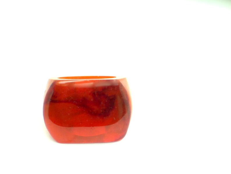 Resin Ring. Signet Ring. Resin Jewelry. Red Ring. Modern - Etsy