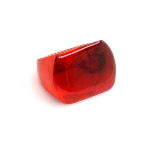 Resin Ring. Signet Ring. Resin Jewelry. Red Ring. Modern Jewelry ...