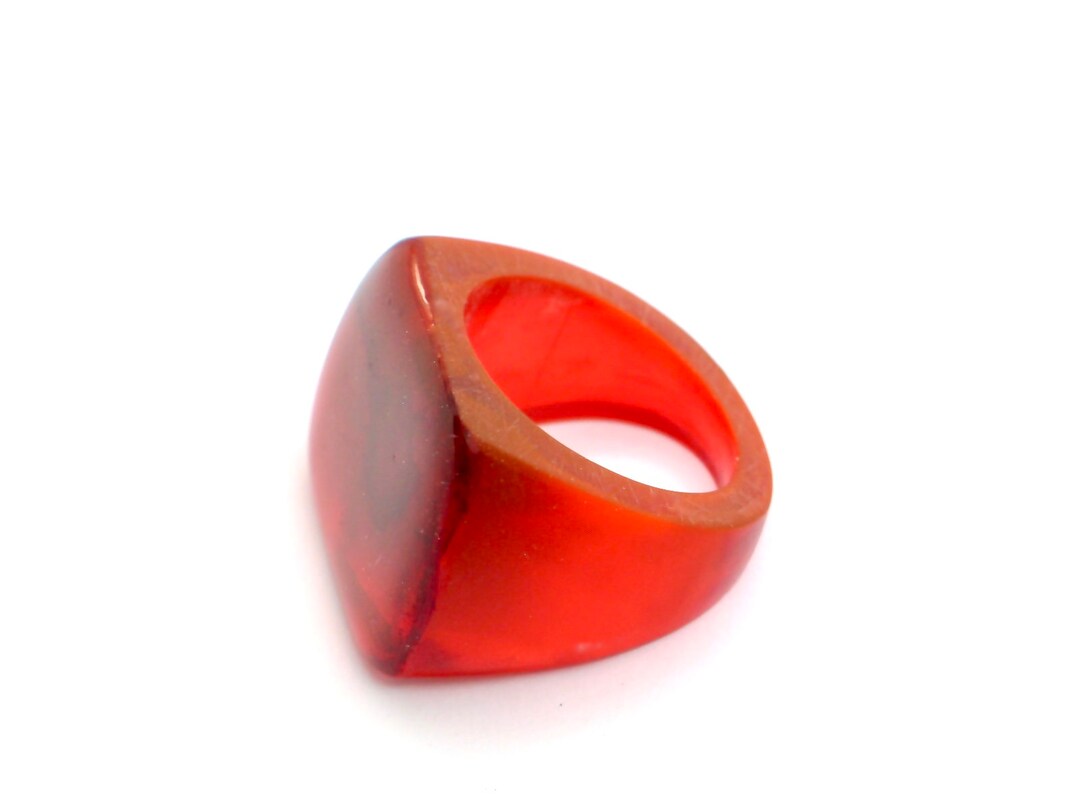 Resin Ring. Signet Ring. Resin Jewelry. Red Ring. Modern Jewelry ...