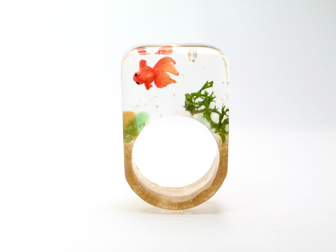 Goldfish Ring. Aquarium Ring, Resin Ring. Resin Jewelry. Fish Ring ...
