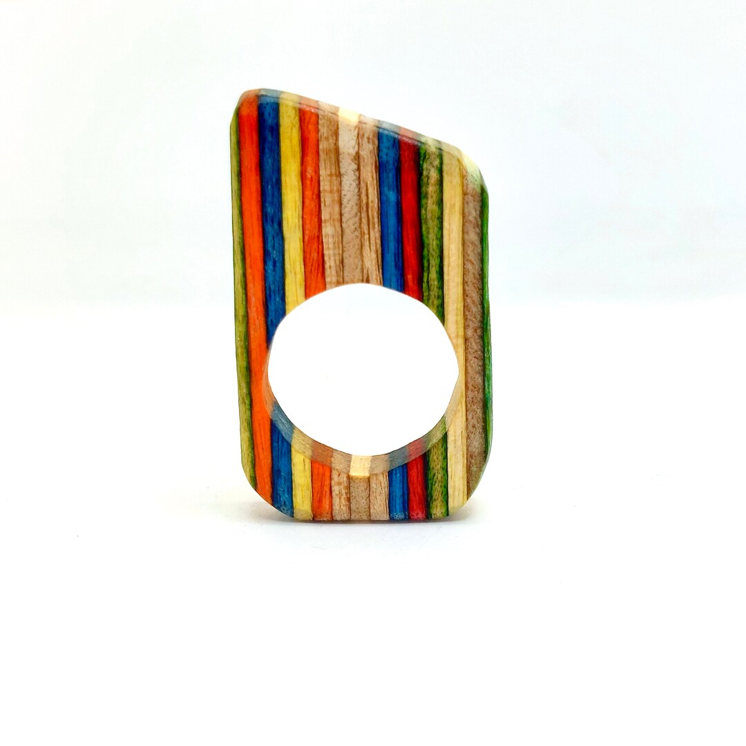 Rainbow Resin and Wood Ring, Rainbow Ring. Resin and Wood Ring. Resin ...