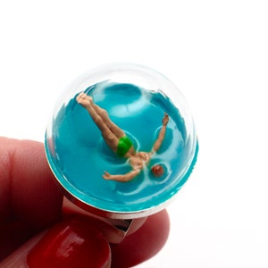 Splash Ring, Resin Ring for Swim Lovers. Miniature Ring. Resin Rings ...