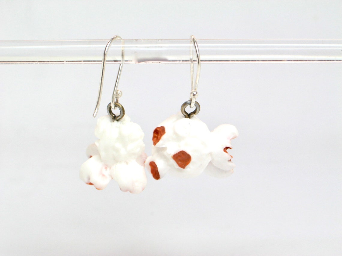 Popcorn earrings. Realistic pop corn dangle Earrings. Food | Etsy