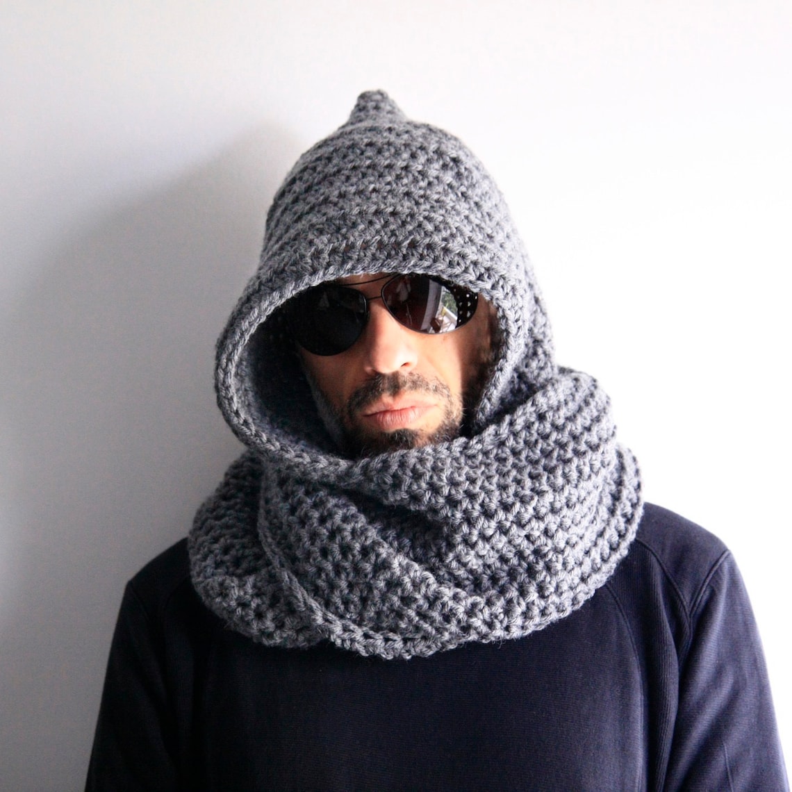 Mens hood scarf mens infinity scarf mens winter hood mens | Etsy