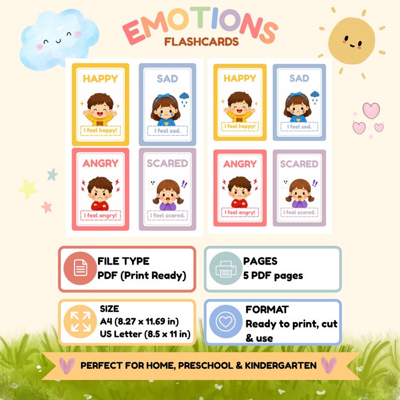 Emotions Flashcards for Kids | Social Emotional Learning Activity (PDF ...